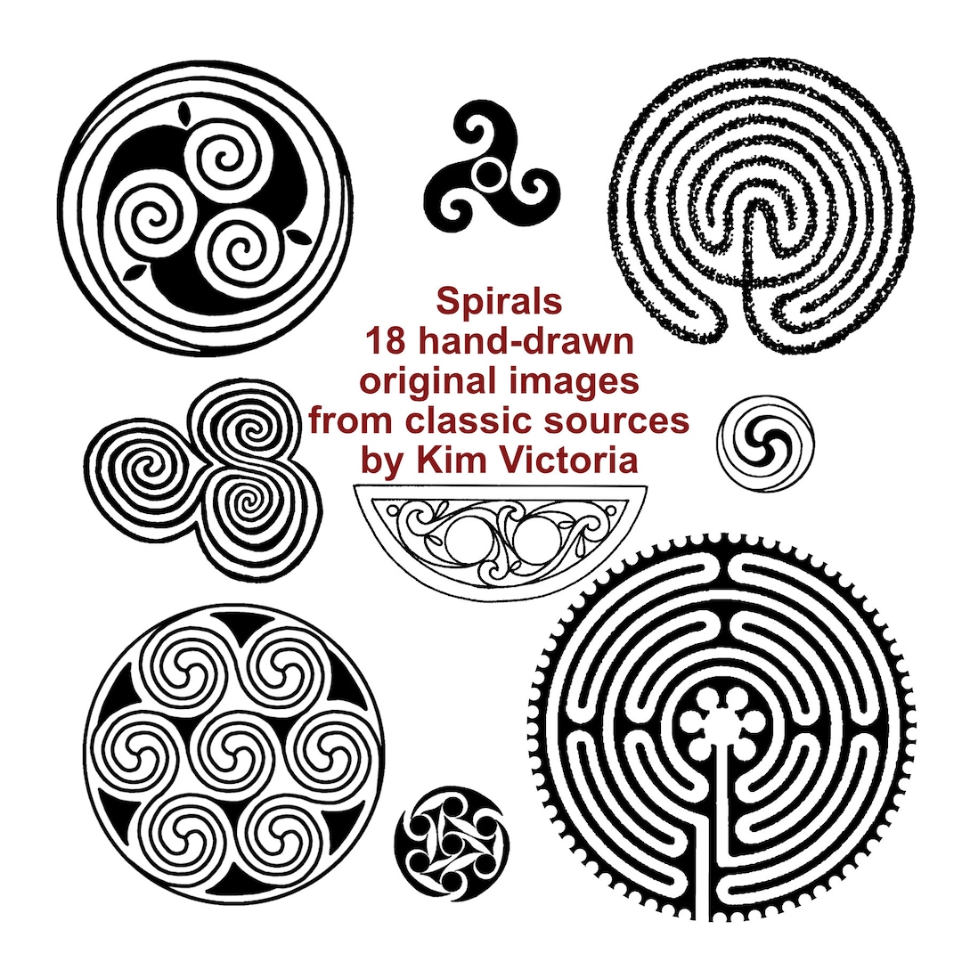 Celtic Spirals Clip Art: Hand-drawn Labyrinth Graphics (digital ...