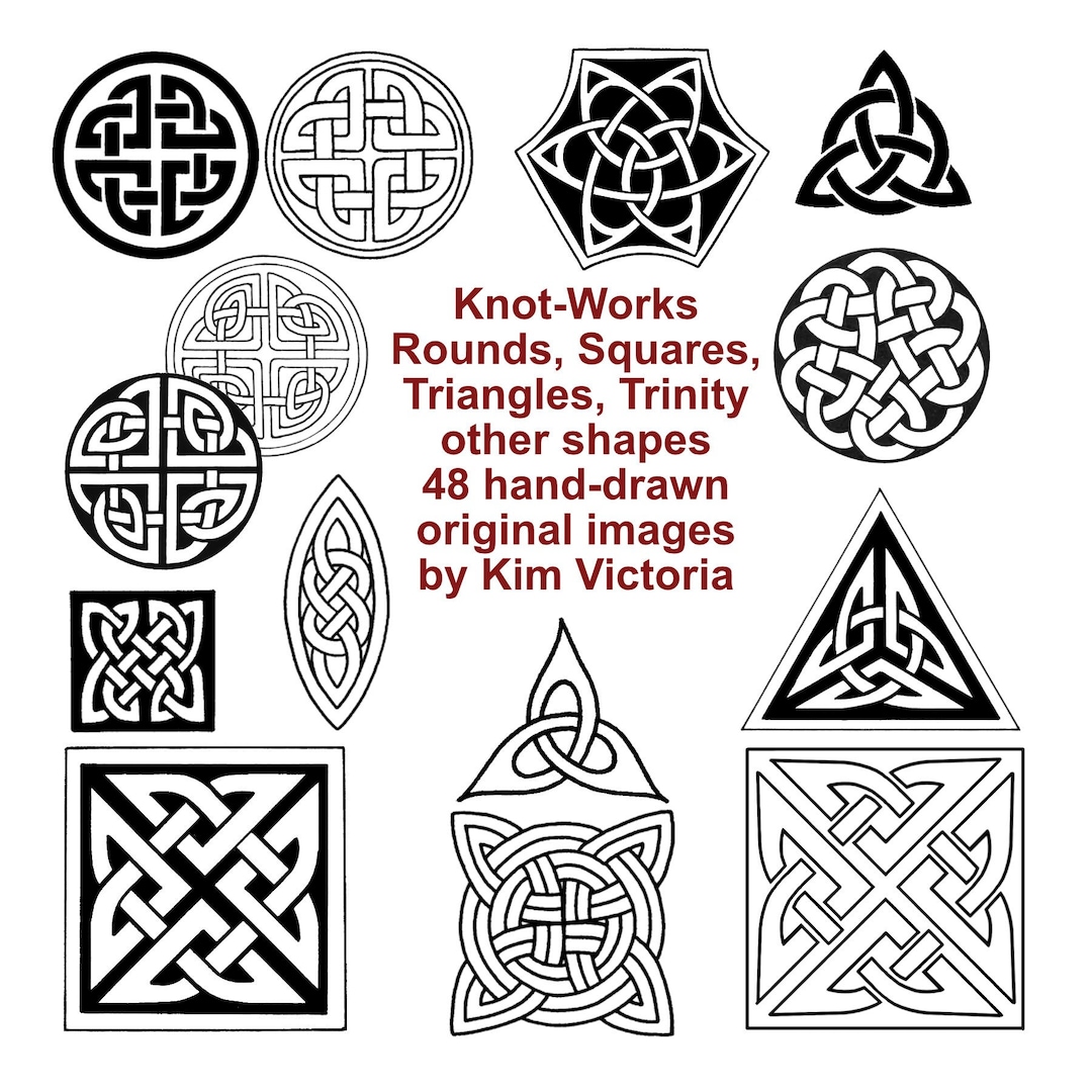 Celtic Printables, Knotwork Digital Clip Art Graphics 48 Hand-drawn ...