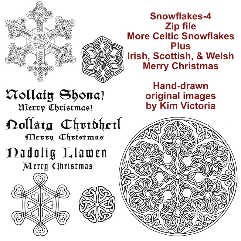 Celtic Snowflake Clip Art: Hand-drawn Illustrations (digital Download ...