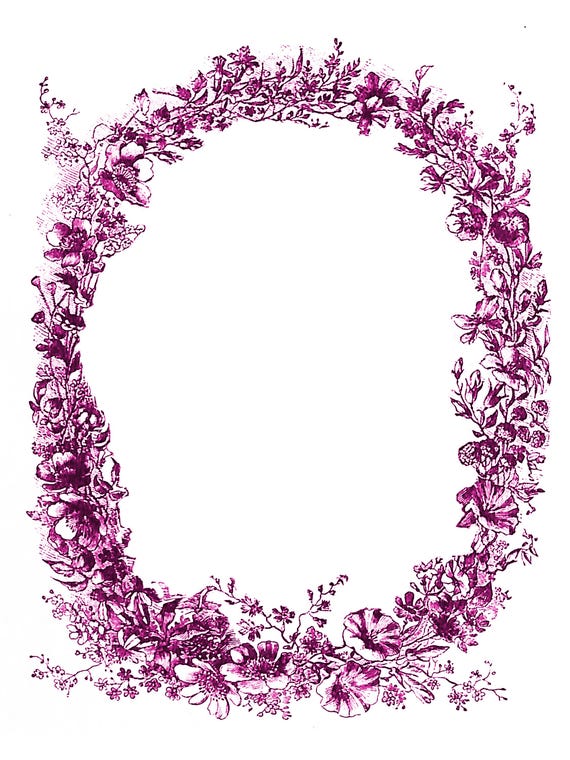 Victorian Flower Border Oval Black And White Floral Frame Oval Shape,