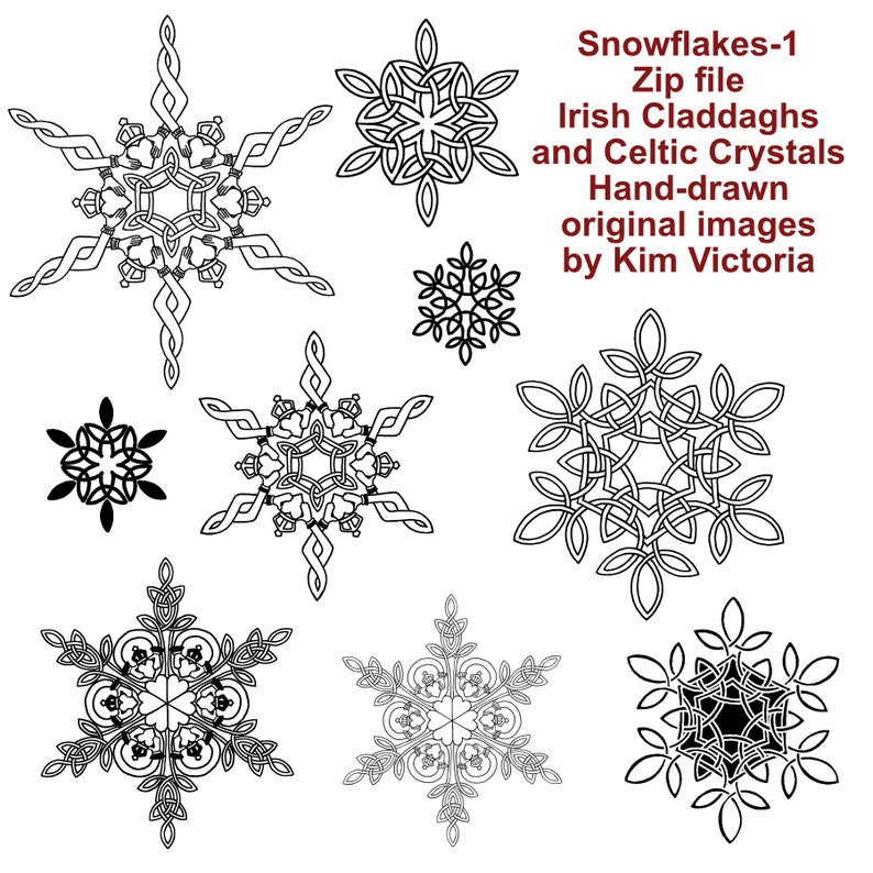 Celtic Snowflake Clip Art: Hand-drawn Illustrations (digital Download ...