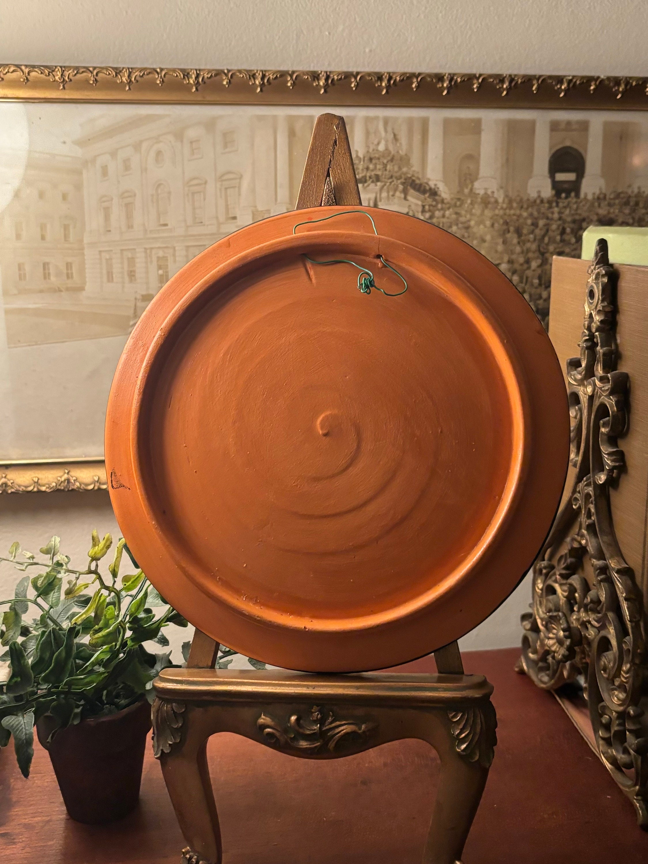 Vintage Terracotta Hand-painted Oil Painting Plate From Santo Domingo ...