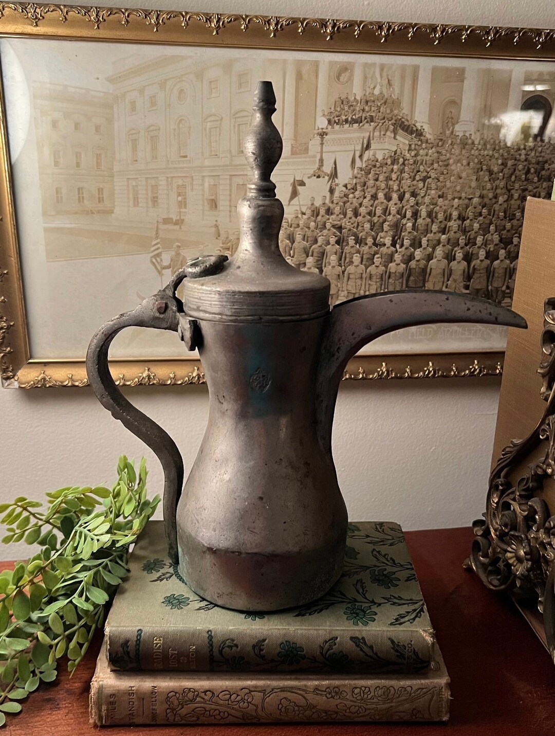 Antique Arabic Middle-eastern Brass Dallah Coffee Pot/pitcher: Ca. 1850 ...