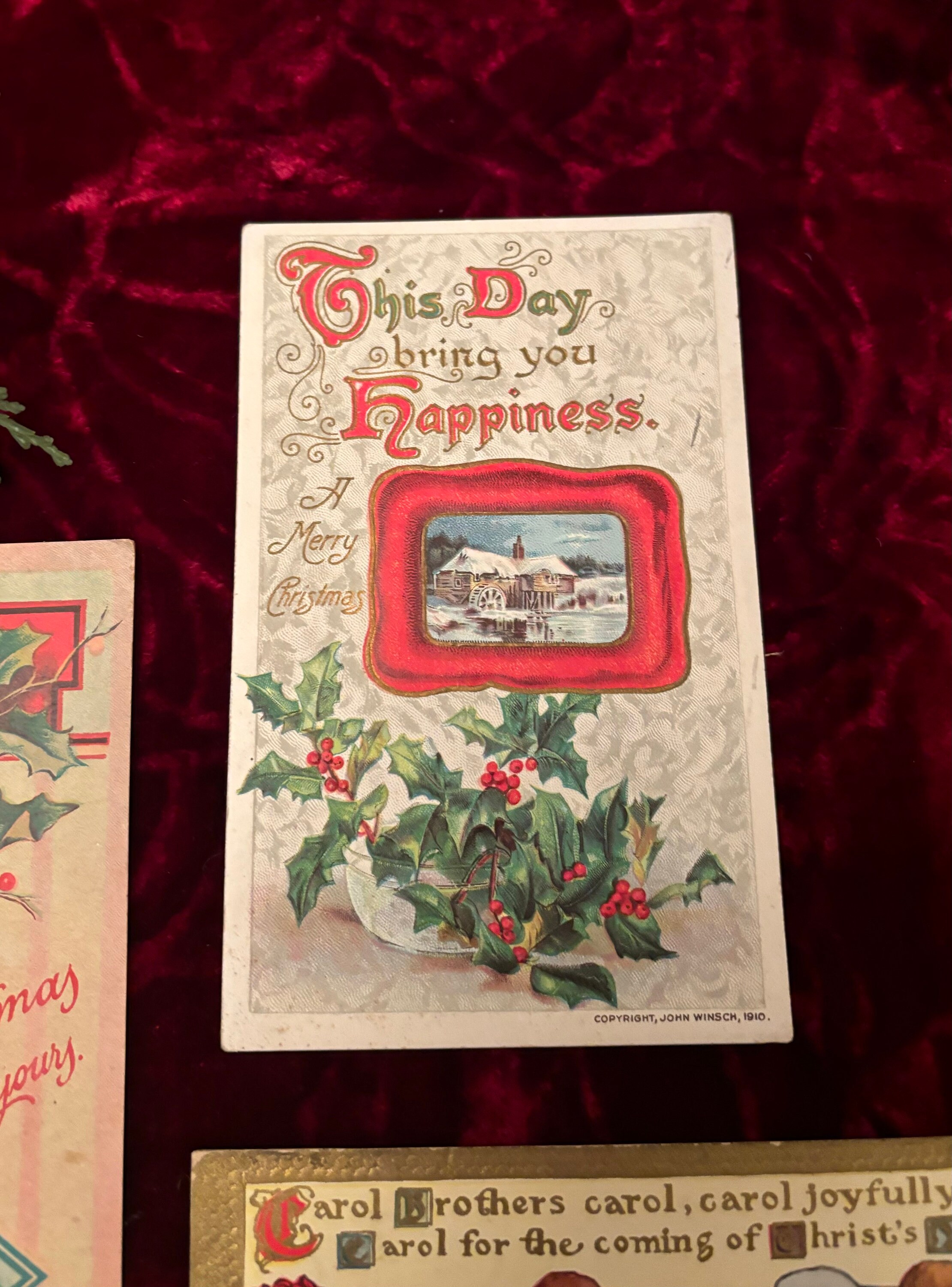 Set of 3 Antique Early 1900s Edwardian Christmas Post Cards: Ca 1909 ...