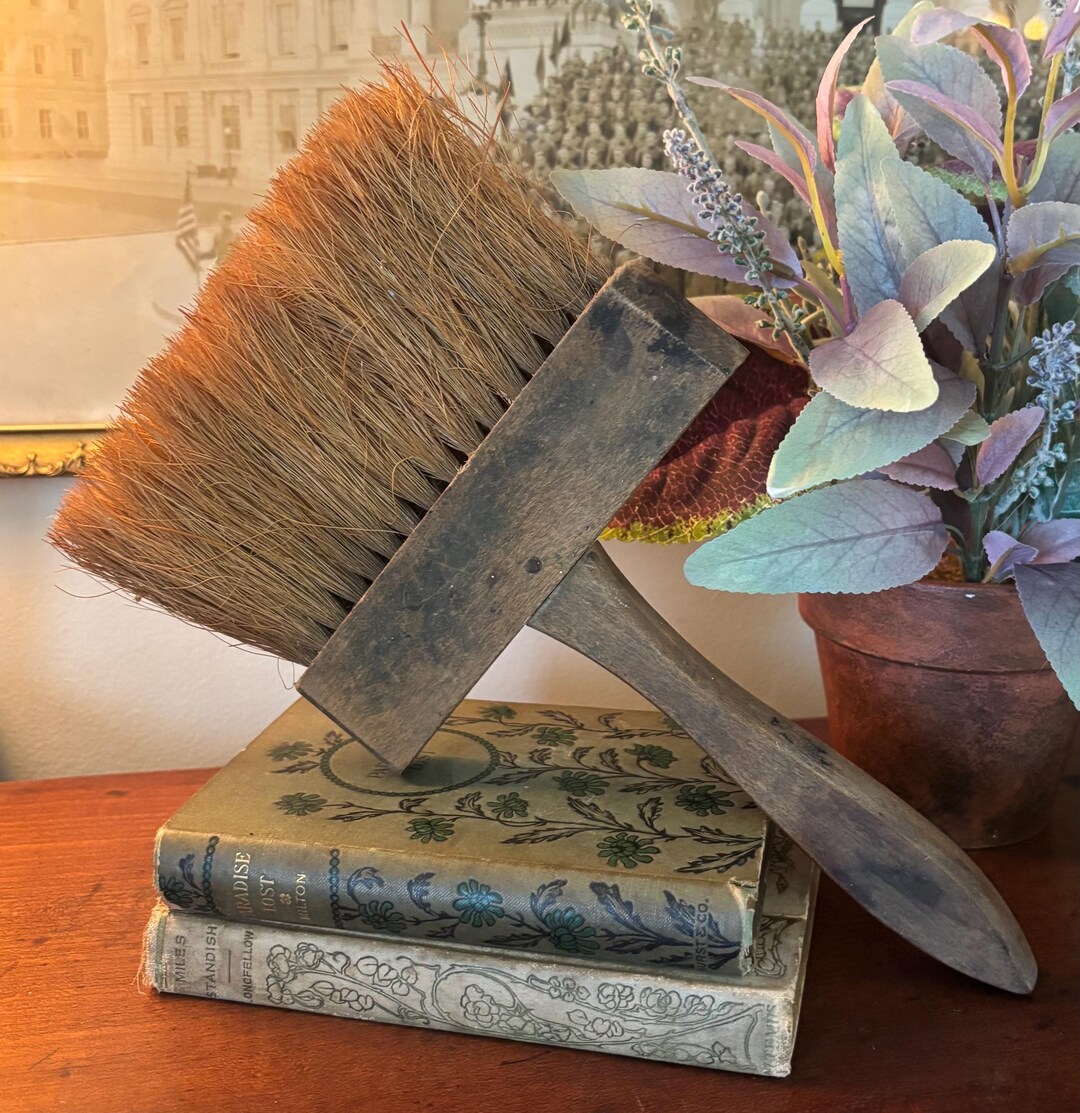 Antique Large Primitive Wallpaper Brush, Wooden Handle W/ Natural Hair ...