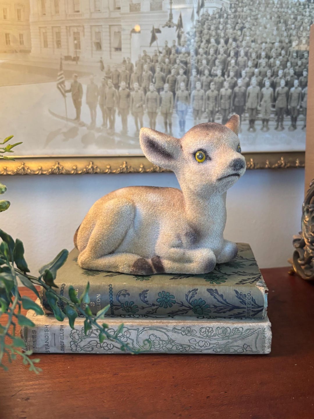 Midcentury Vintage Flocked Baby Deer Fawn Figure: Ca. Mid 20th Century ...