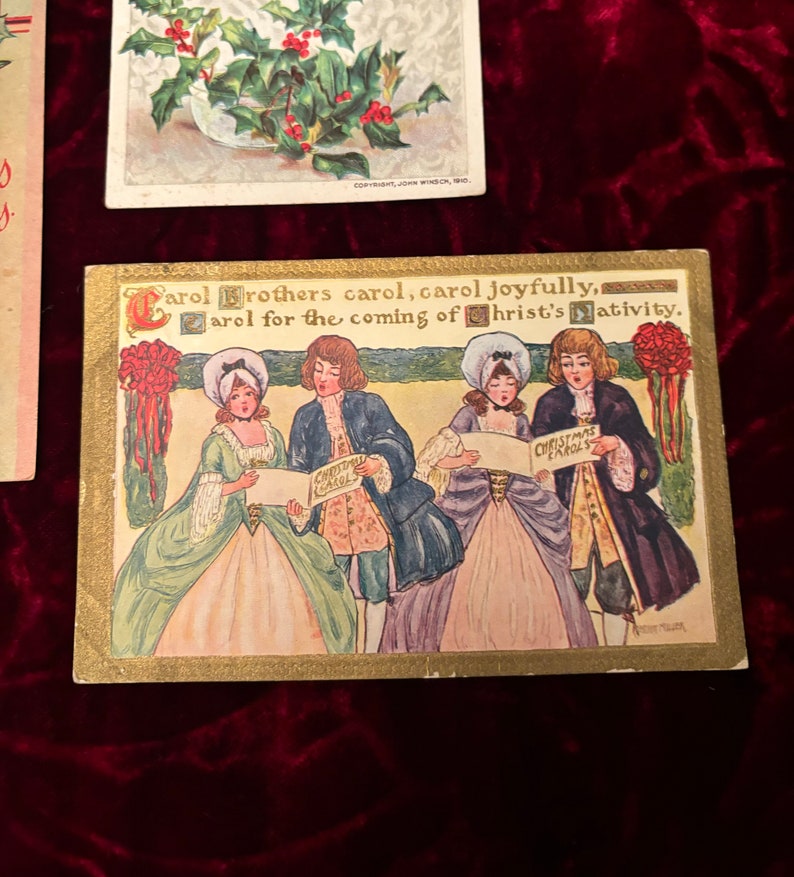 Set of 3 Antique Early 1900s Edwardian Christmas Post Cards: Ca 1909 ...