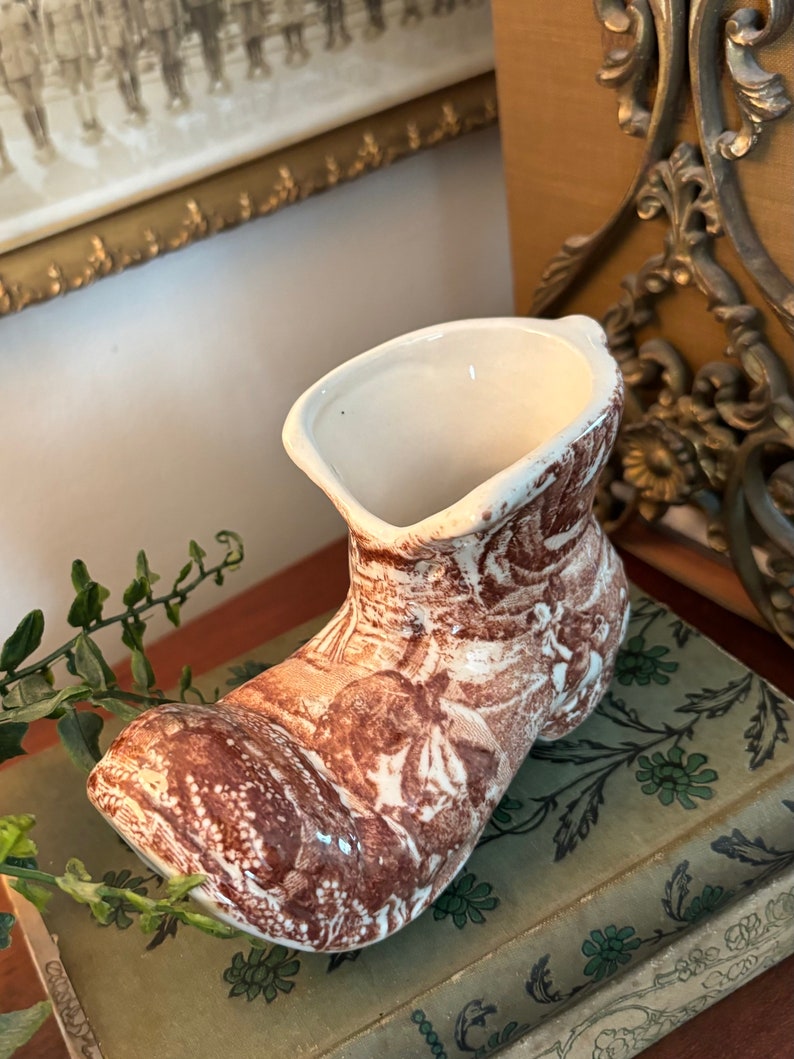 Vintage Old Foley James Kent Staffordshire Brown Transferware Shoe: Ca ...