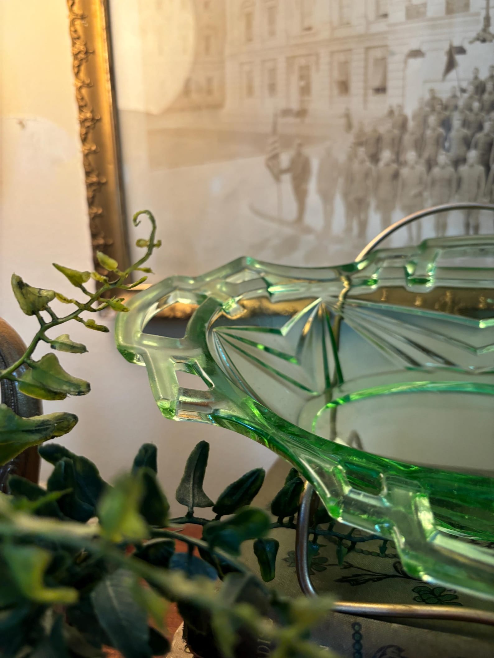 Antique/early Vintage Pyramid Green Indiana Glass Relish Tray: Uranium ...