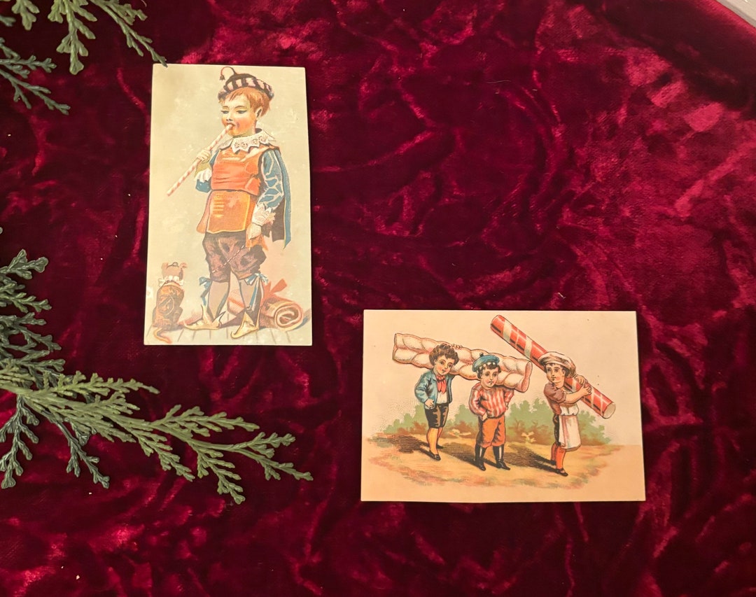 Antique Victorian Christmas Trading Cards: Boys With Peppermint Sticks ...