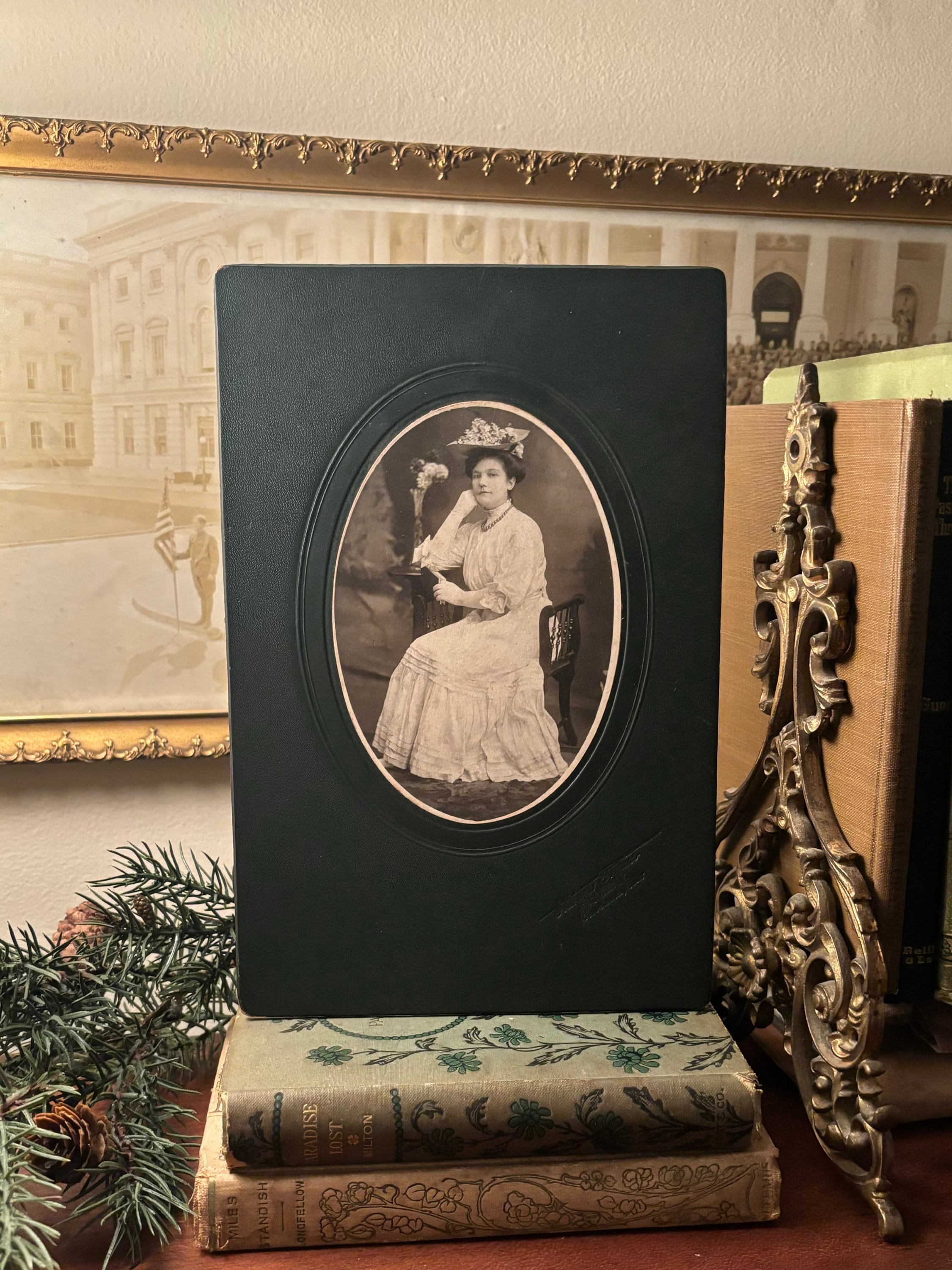Antique Victorian Boudoir Cabinet Card Photograph of Elegant Seated ...