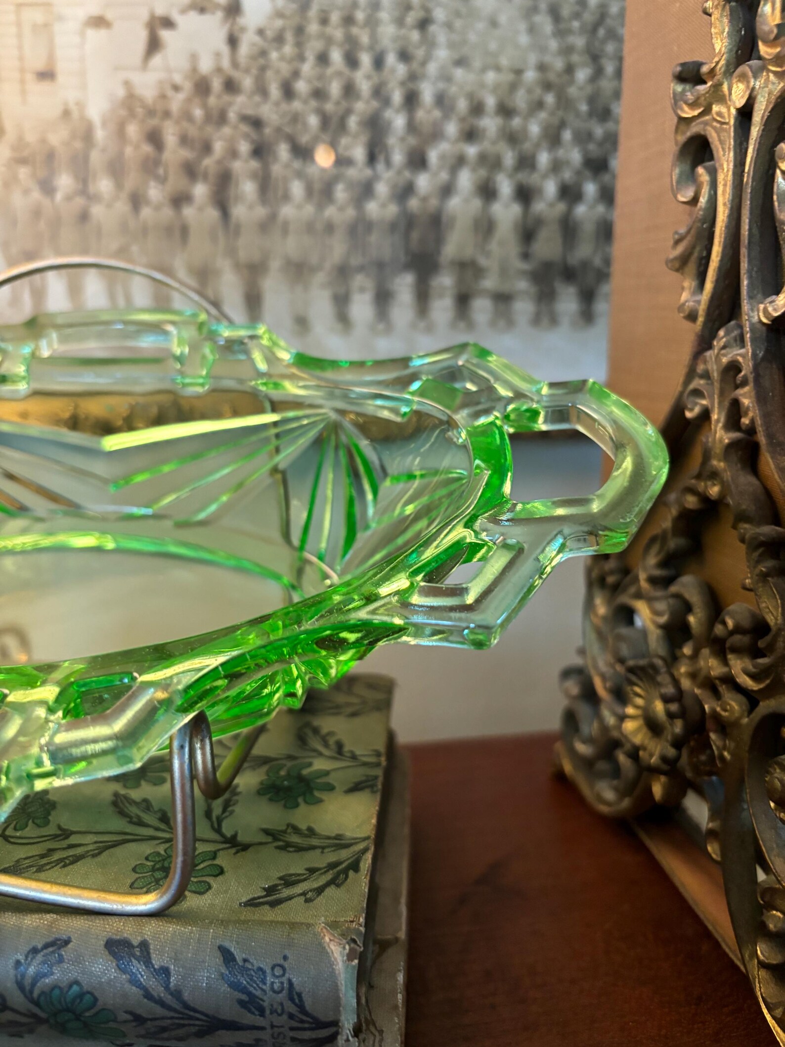 Antique/early Vintage Pyramid Green Indiana Glass Relish Tray: Uranium ...