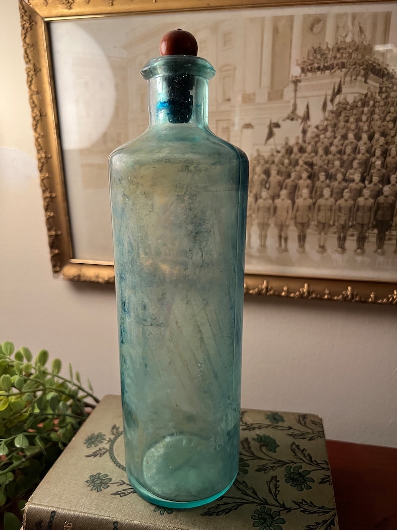 Antique Blue Glass Victorian Edwardian Carters Master Ink Bottle W ...