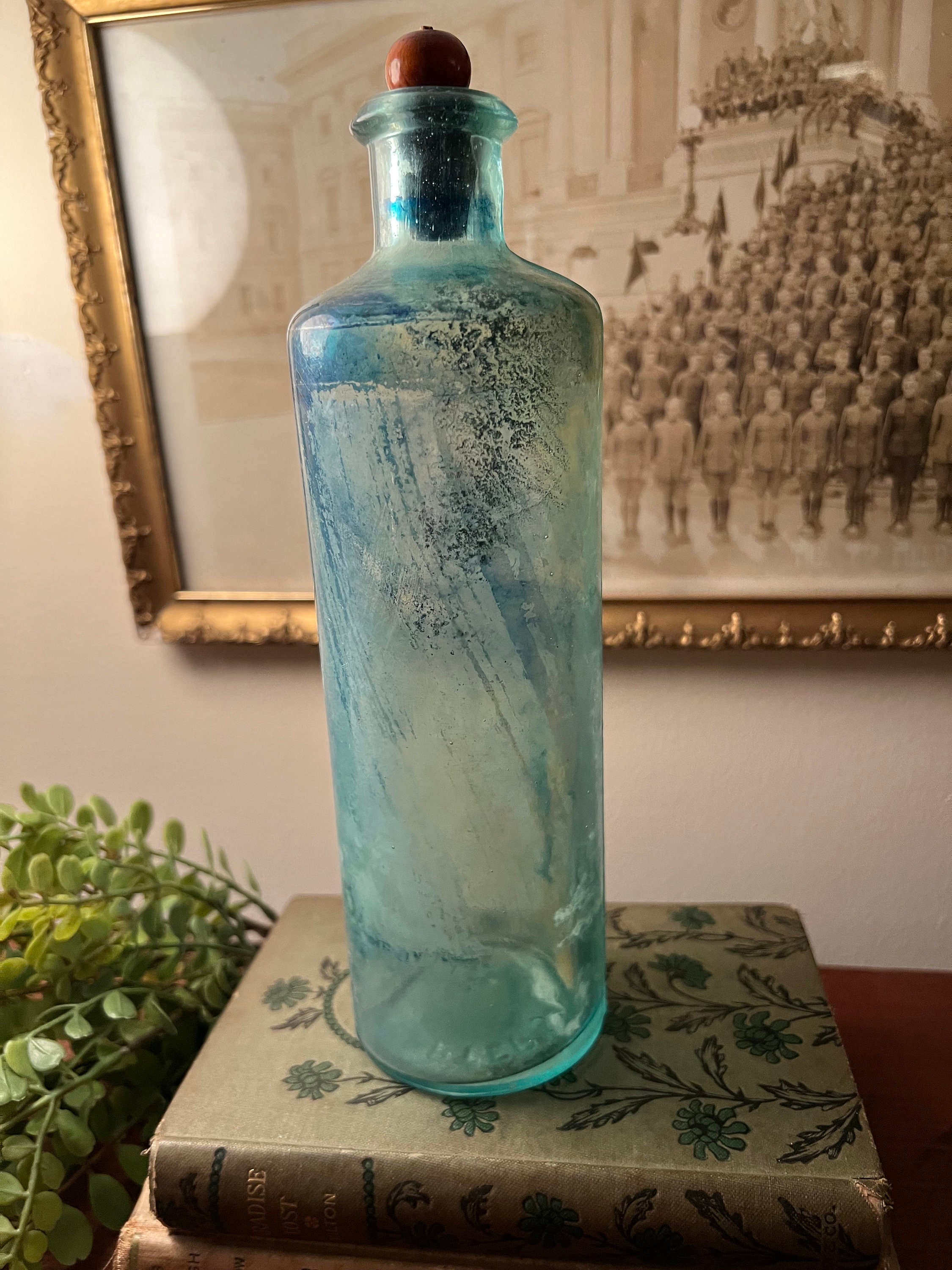 Antique Blue Glass Victorian Edwardian Carters Master Ink Bottle W ...