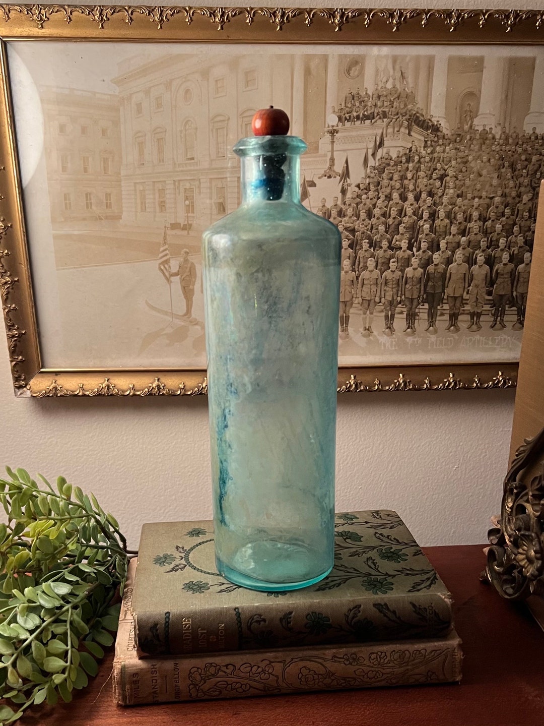 Antique Blue Glass Victorian Edwardian Carters Master Ink Bottle W ...