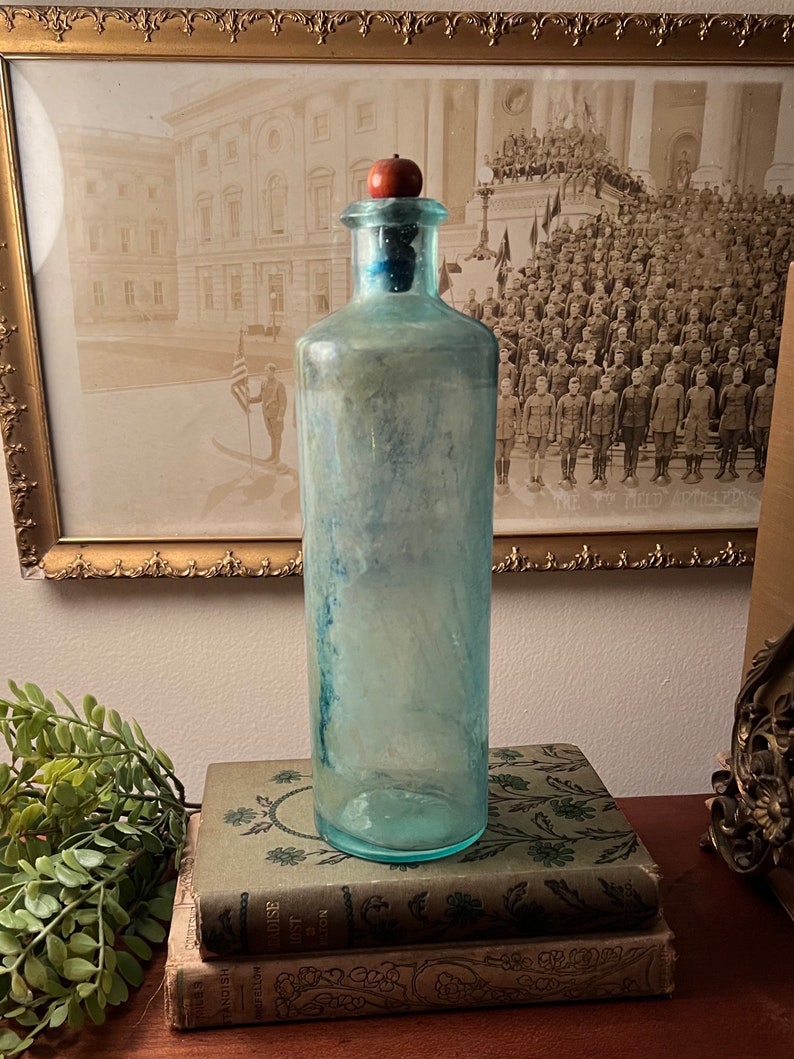 Antique Blue Glass Victorian Edwardian Carters Master Ink Bottle W ...