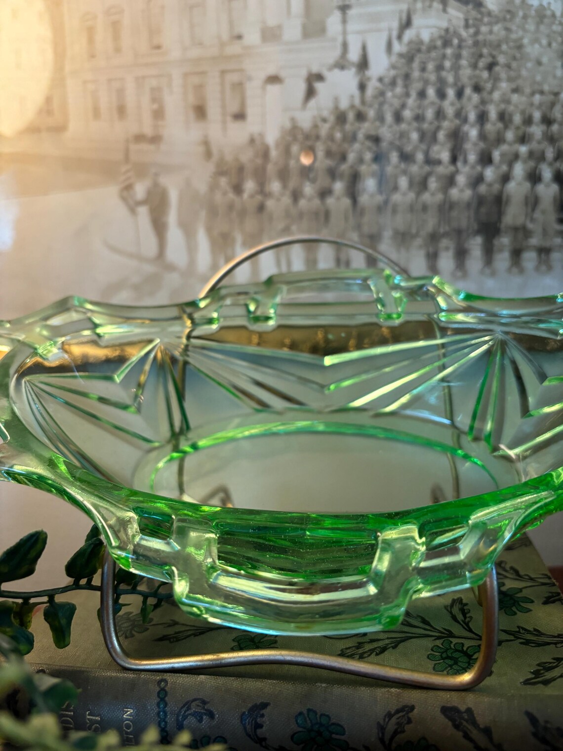 Antique/early Vintage Pyramid Green Indiana Glass Relish Tray: Uranium ...