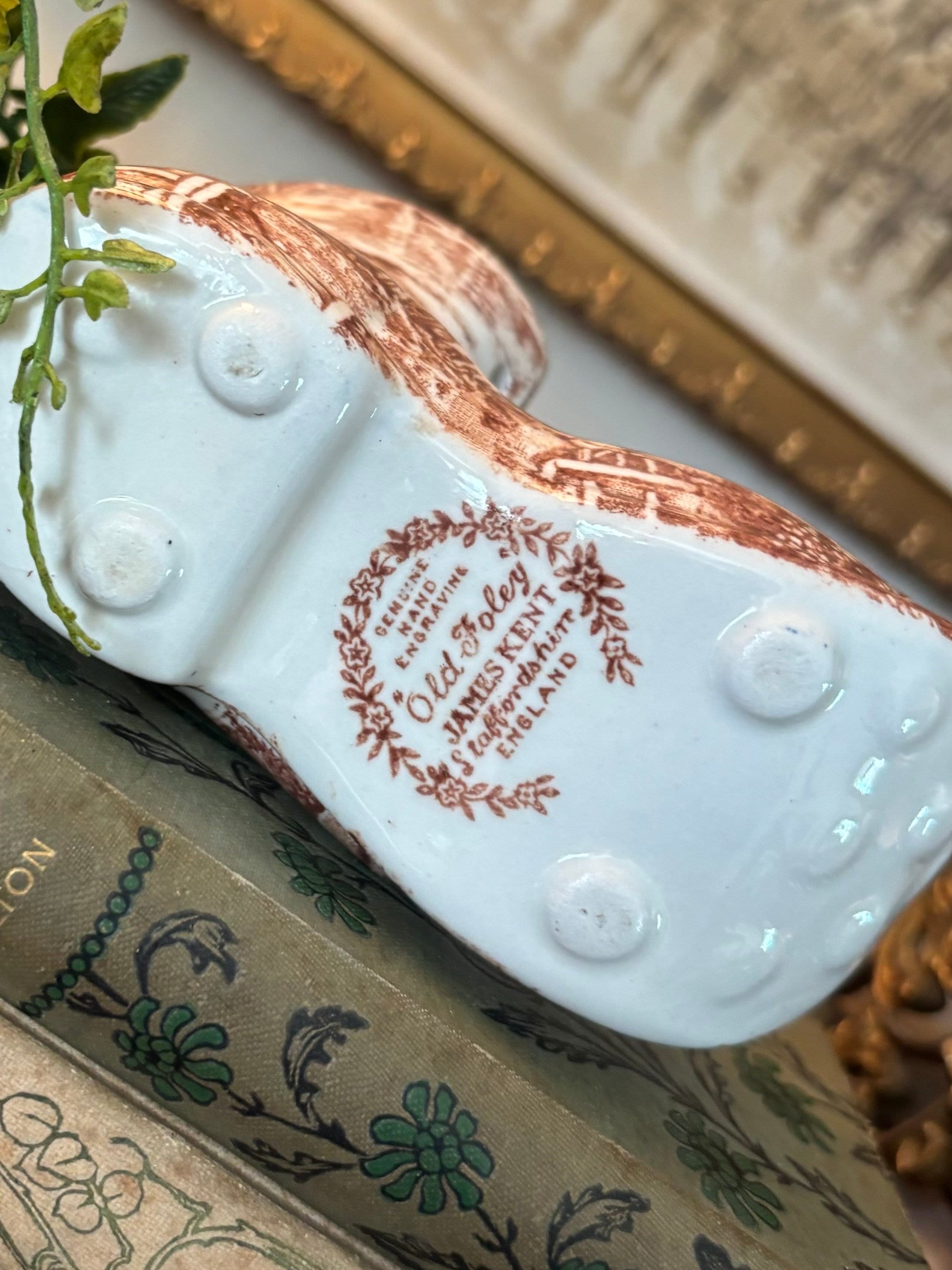 Vintage Old Foley James Kent Staffordshire Brown Transferware Shoe: Ca ...