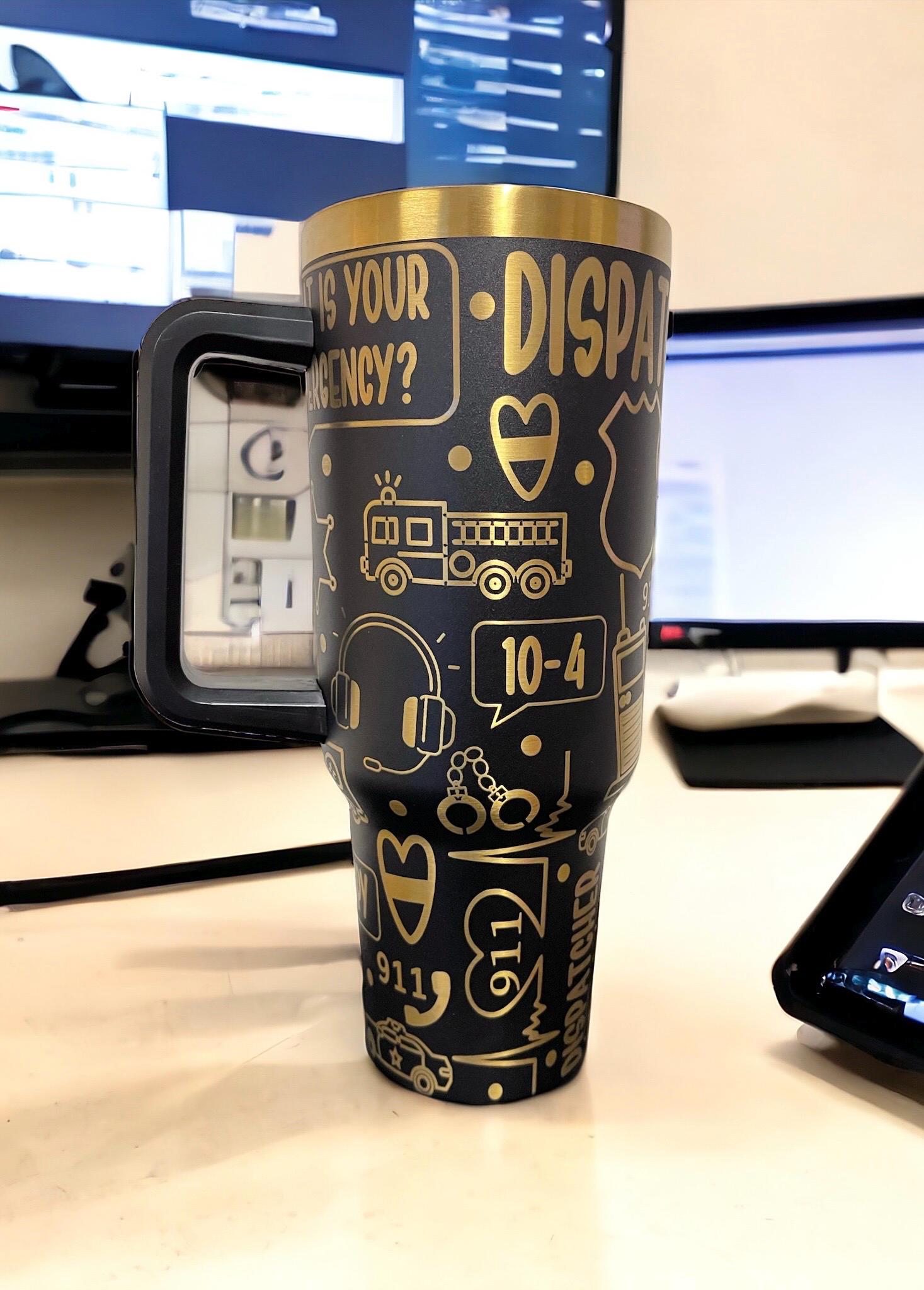 911 Dispatcher Laser Engrave Full Wrap Design 40oz Tumbler, Police ...