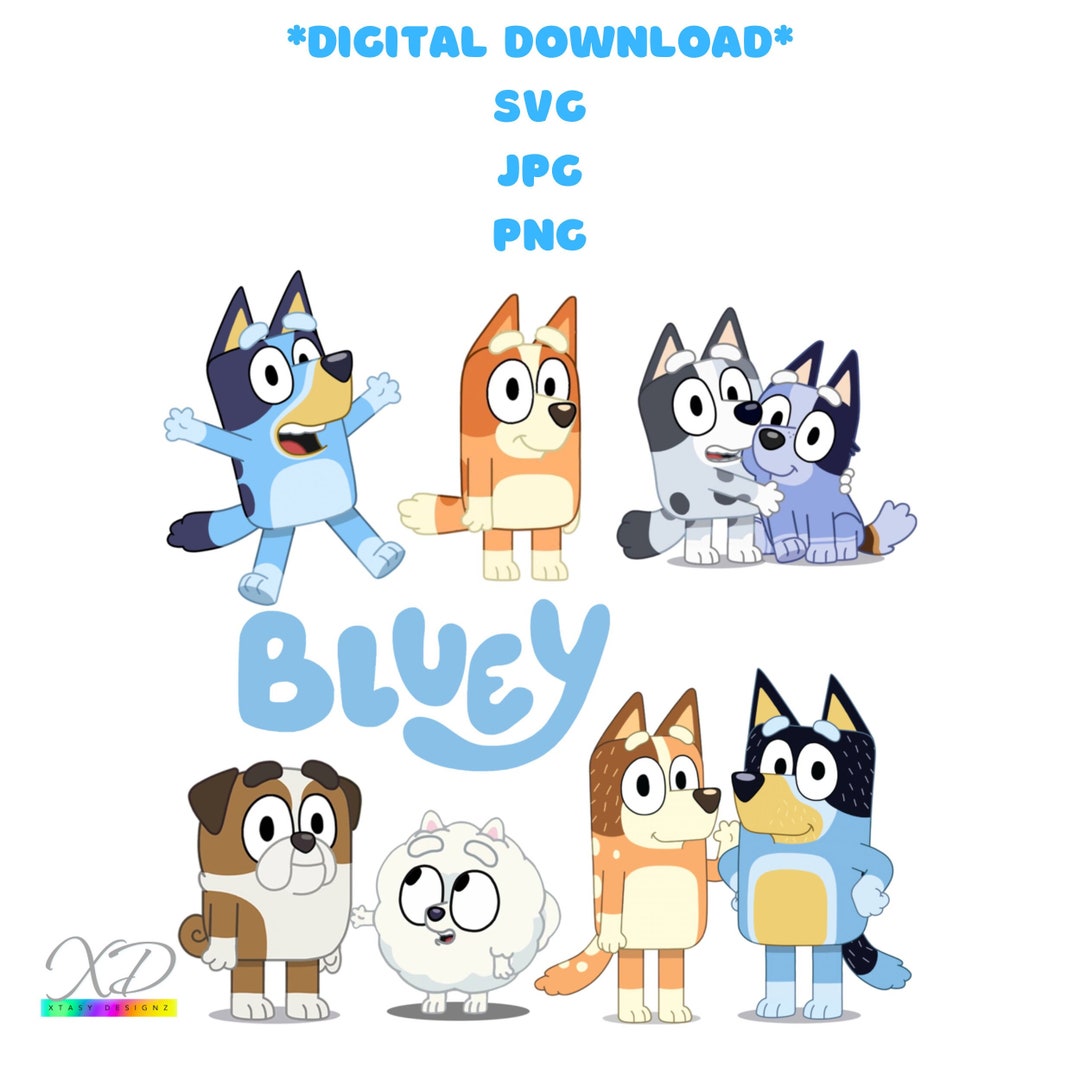Bluey Clip Art, PNG, Bluey Digital Download, Bluey Birthday, Bluey File ...