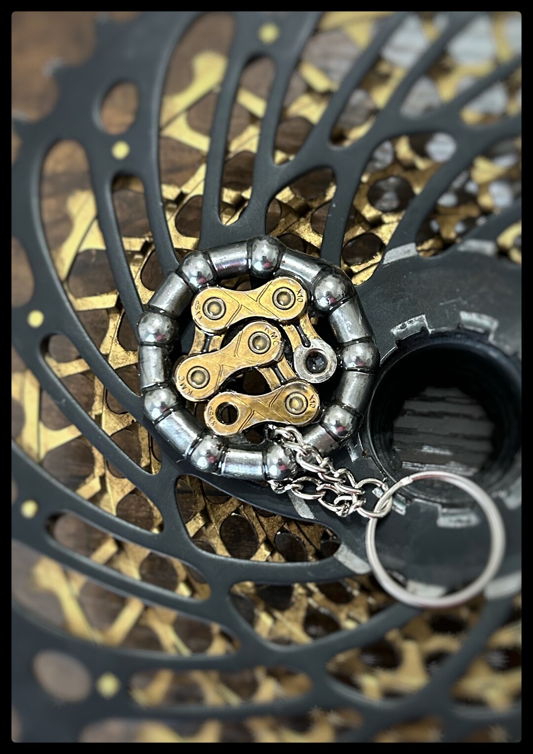 U Ball Bearing Keychain With Gold Bicycle Chain - Etsy
