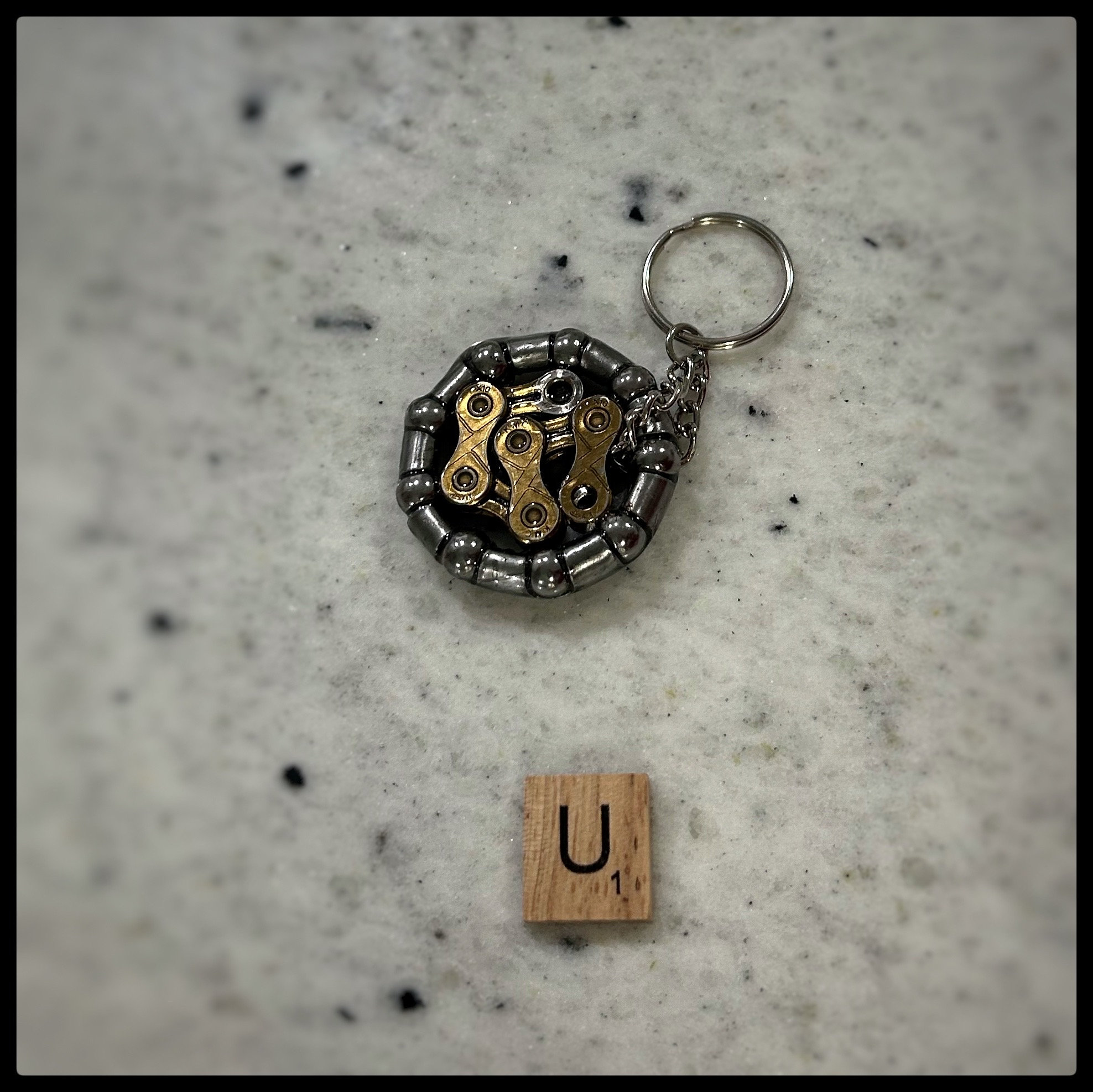 U Ball Bearing Keychain With Gold Bicycle Chain - Etsy