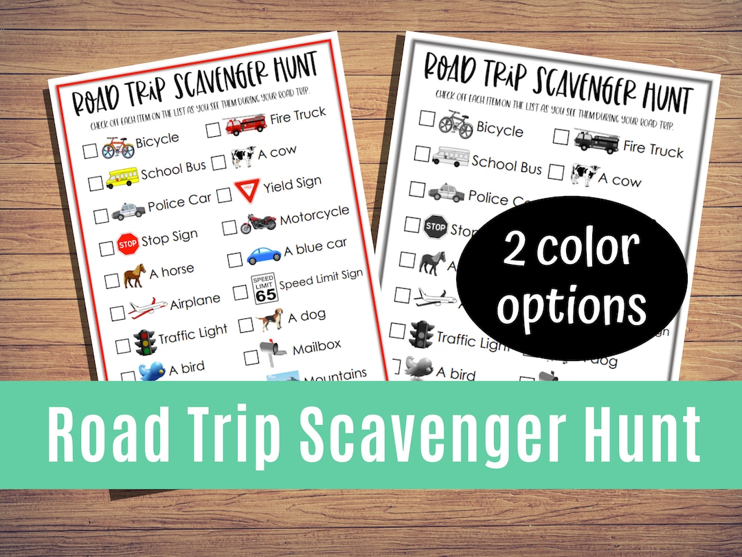 Road Trip Scavenger Hunt - Printable - Downloadable Scavenger Hunt ...