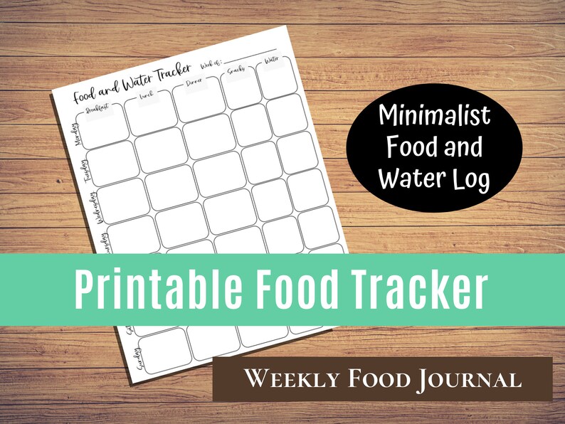 Printable Food and Water Tracker Food Log Minimalist Food - Etsy