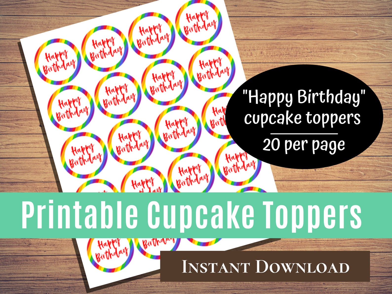 Birthday Cupcake Toppers, Printable Instant Download, Cupcake Picks ...