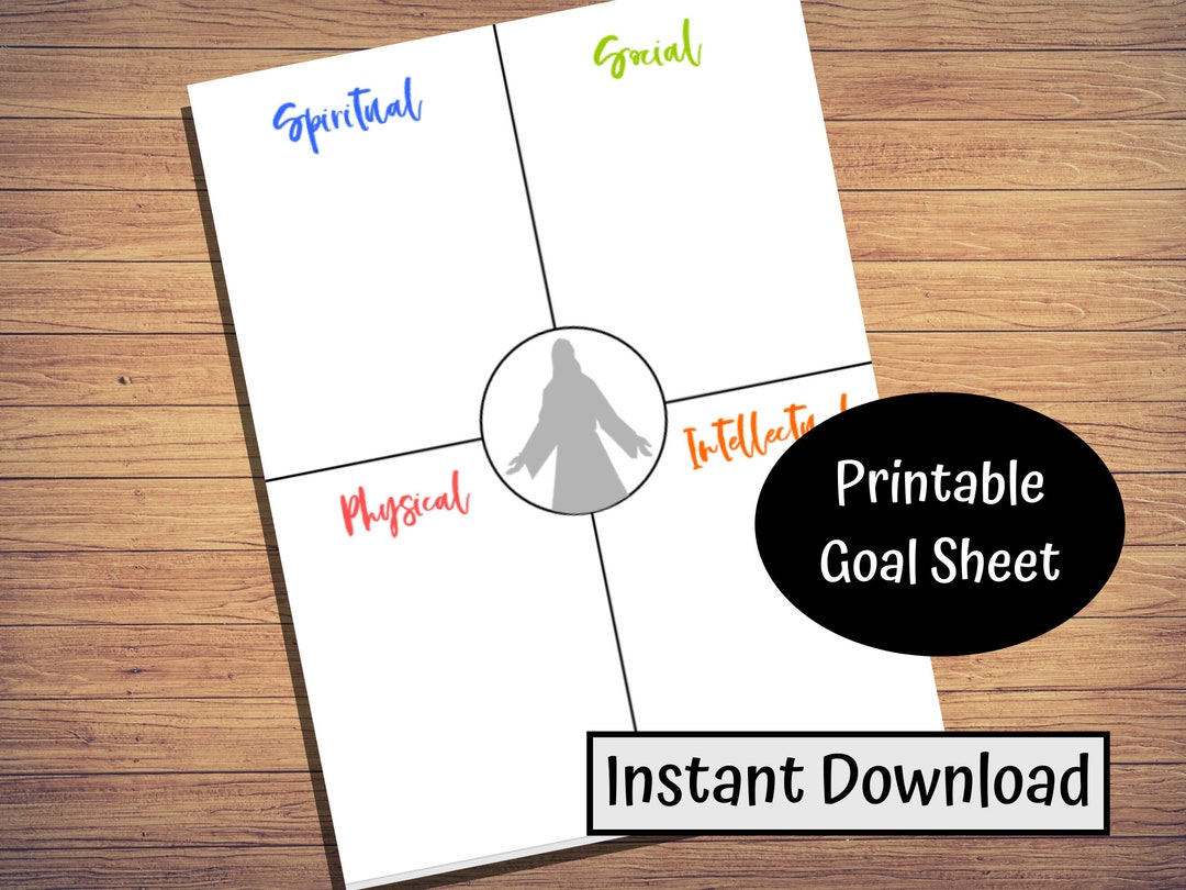 LDS Printable Goal Sheet (blank) - Instant Download, LDS Goal Planner ...