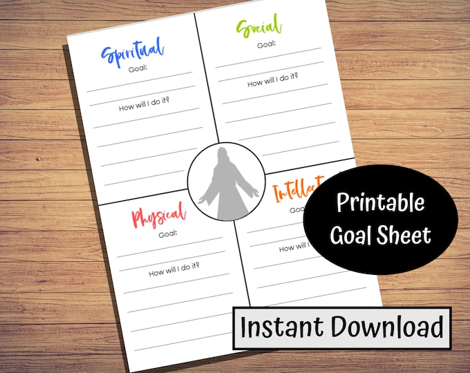 LDS Printable Goal Sheet - Instant Download, LDS Goal Planner, Goal ...