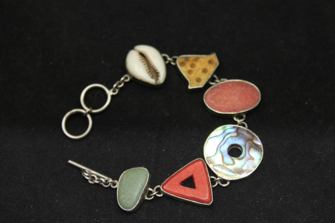 Sterling Silver Janice Lee Ripley JLR Petrified Wood Seashell Carnelian ...