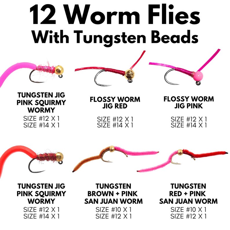 24 Worm Fly Assortment - Fly Assortments for Fly Fishing - Etsy