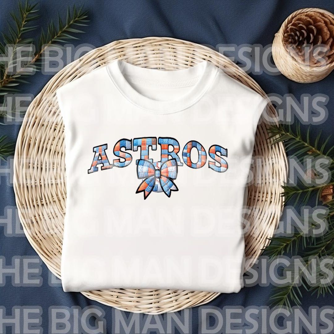 ASTROS Faux Quilted & Embroidered Appliqué DTF Transfer | Baseball ...