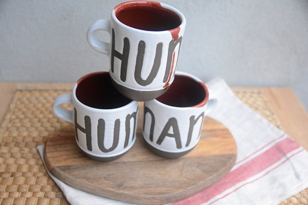 Human Coffee Mug/ Handmade Ceramic Coffee Mug in Brown and White ...