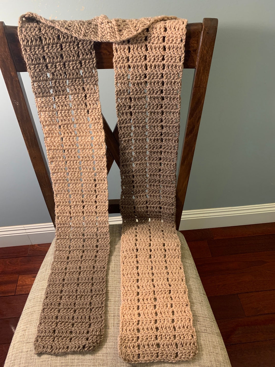 Soft Brown Ombré Crochet Scarf Shaded Yarn Scarflong Scarf - Etsy