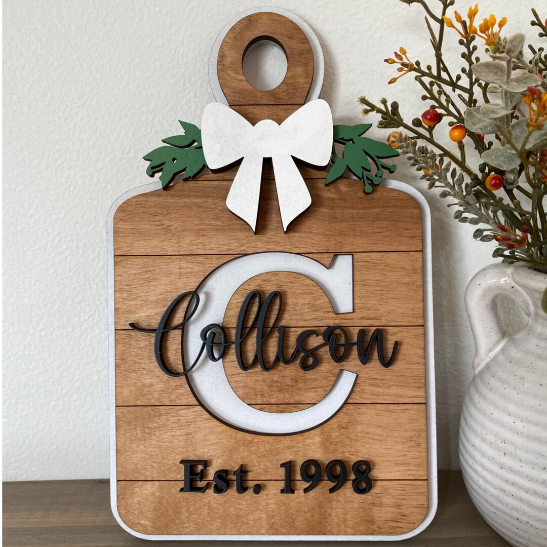 Decorative Cutting Board, Personalized Monogram and Family Name Board ...