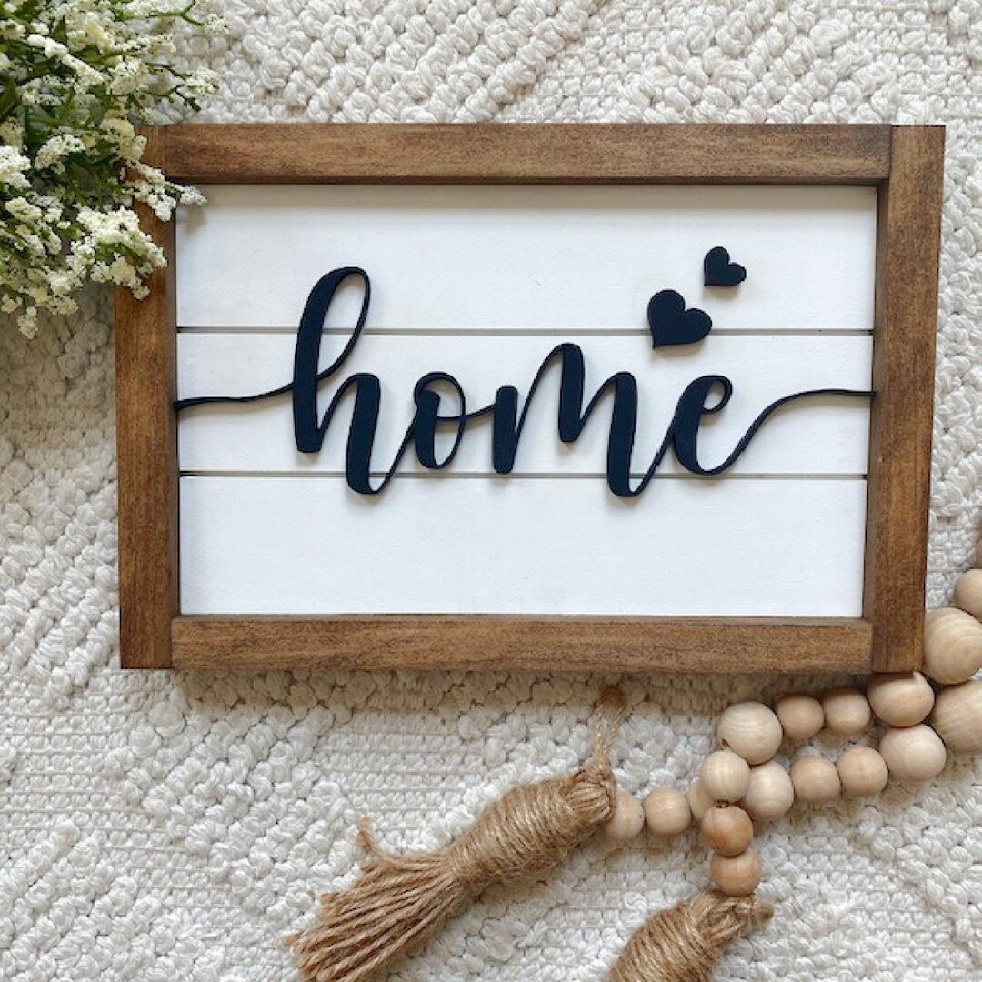 Home Wood Sign With Faux Shiplap for Entryway or Gallery Wall, 3D Wood ...