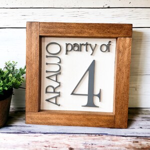Party of 3 Sign, Family Name Sign, 3D Number Sign, Last Name Sign ...