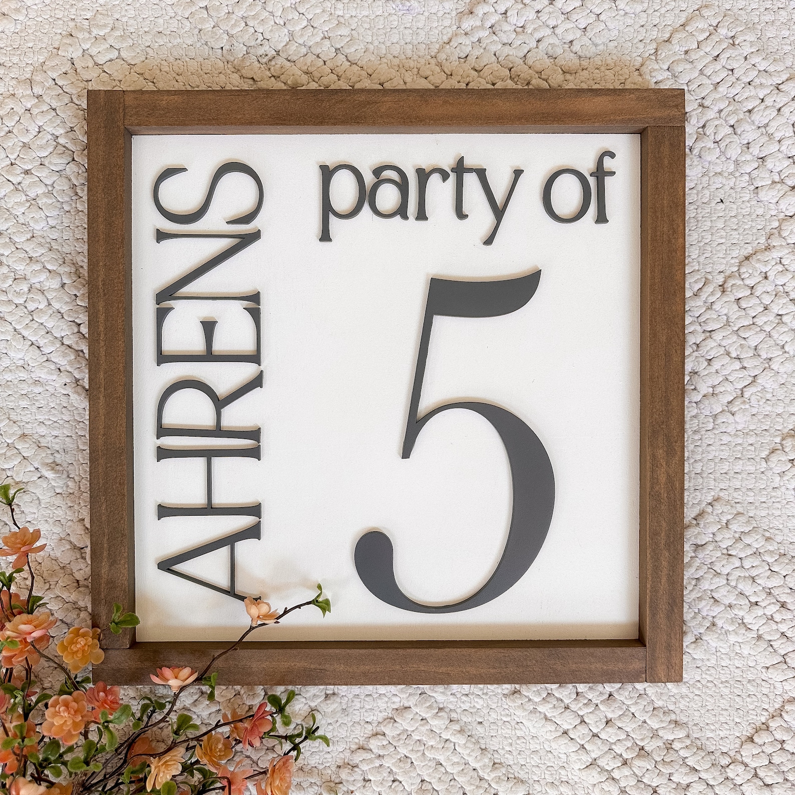 Party of 3 Sign, Family Name Sign, 3D Number Sign, Last Name Sign ...