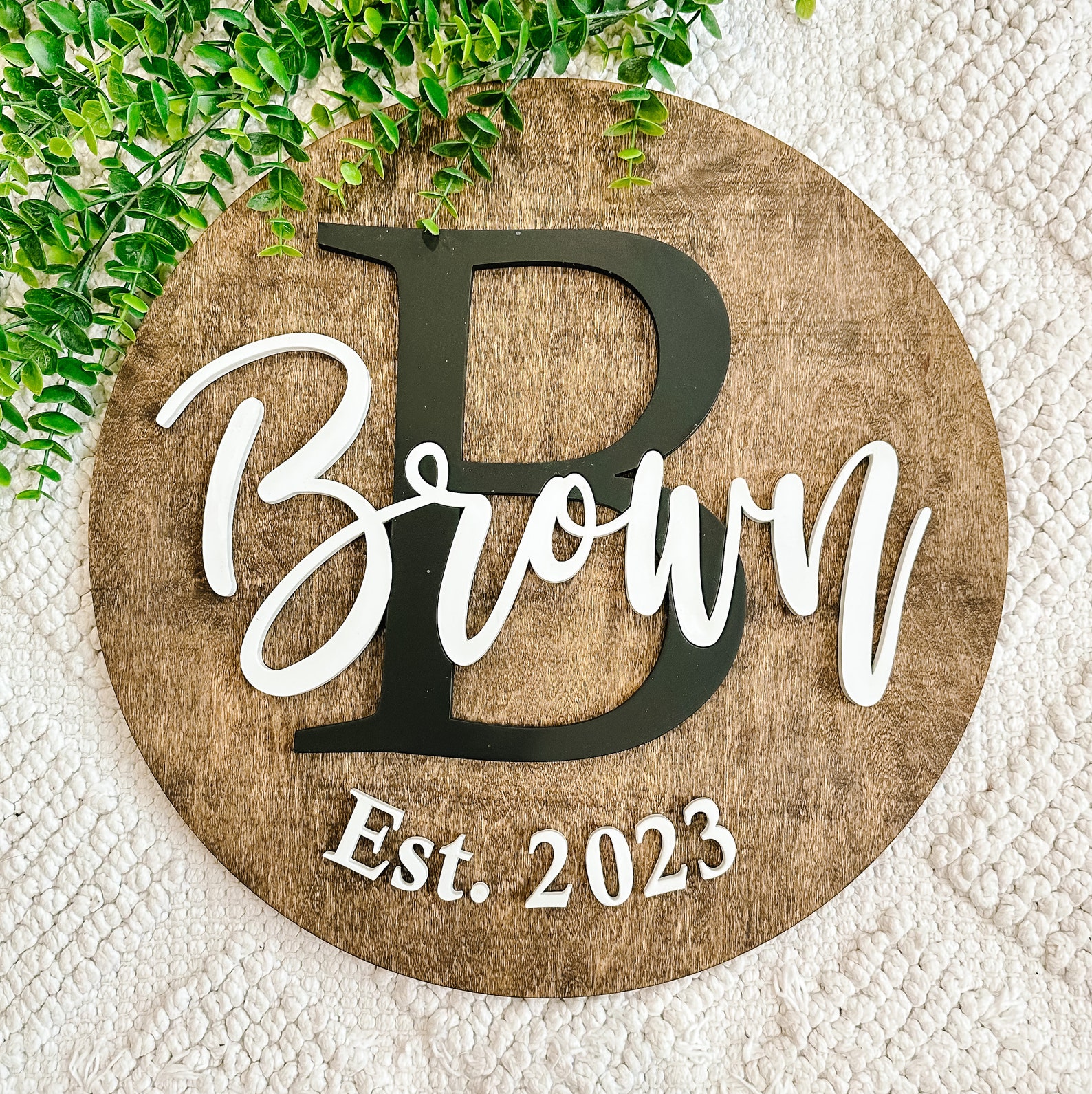 Personalized Family Name Round Wood Sign Established Year - Etsy