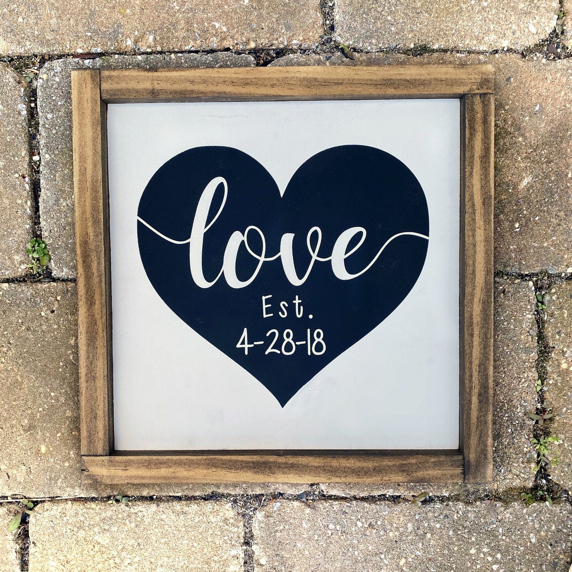 Love Wood Sign Heart Sign With Established Date Valentines - Etsy