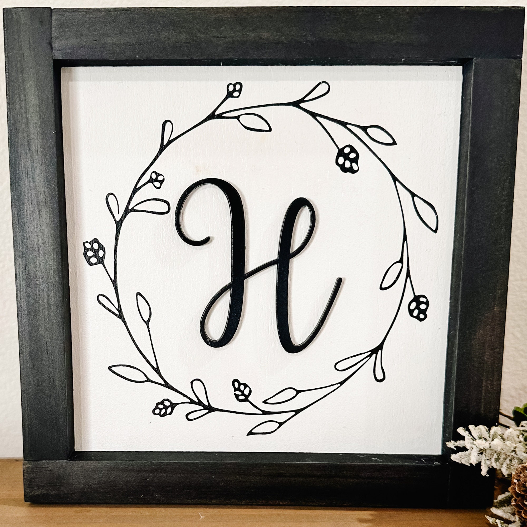 Monogram Family Sign for Gallery Wall, Framed Initial Sign, Wedding ...