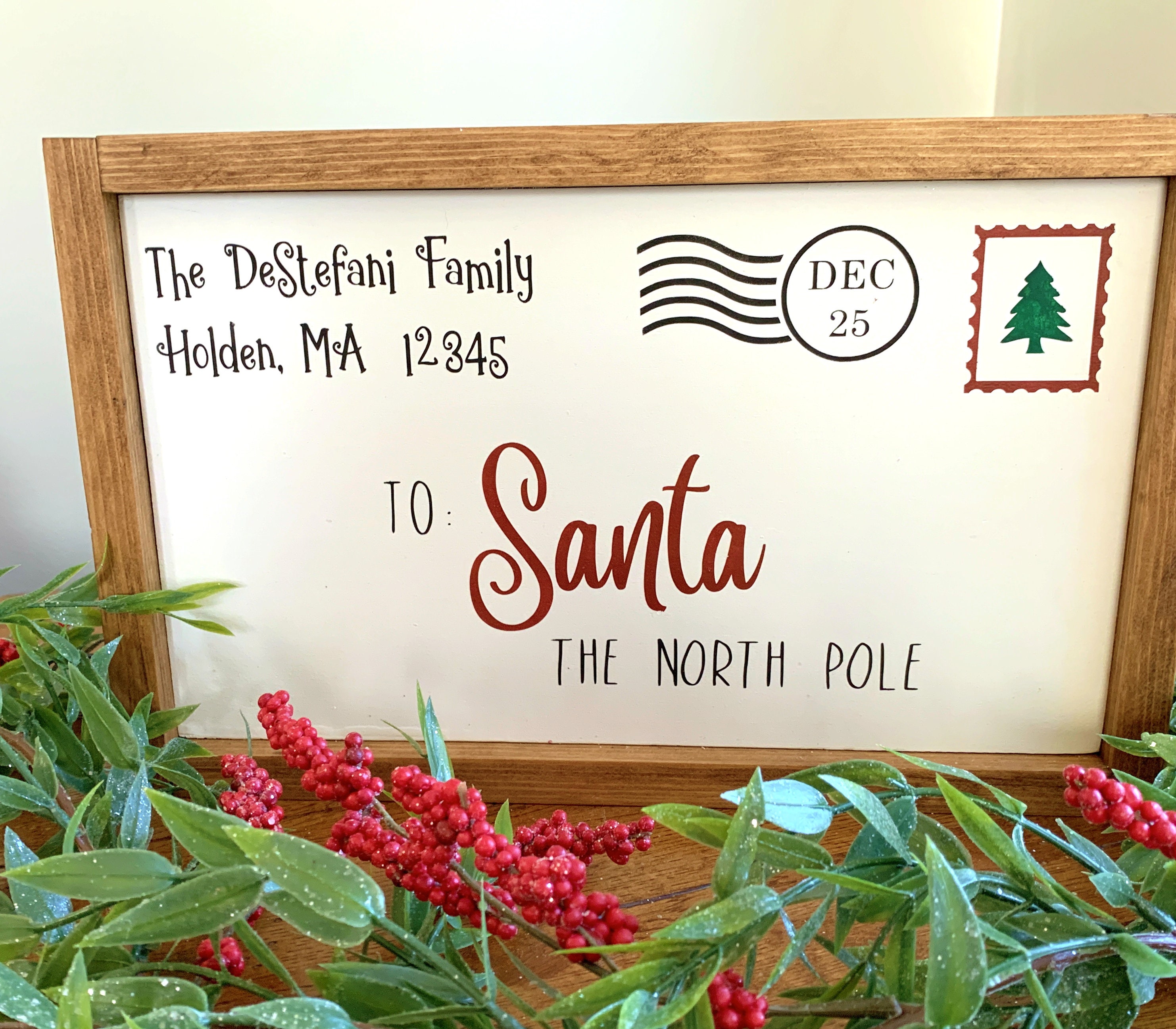 Personalized Santa Letter Sign Family Name Christmas Decor, Holiday ...