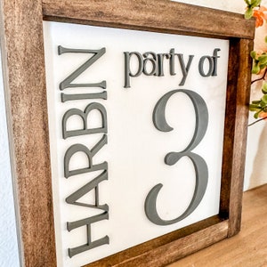 Party of 3 Sign, Family Name Sign, 3D Number Sign, Last Name Sign ...