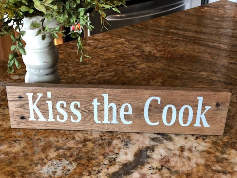 Kiss the Cook Kitchen Sign Farmhouse Kitchen Rustic Wood - Etsy