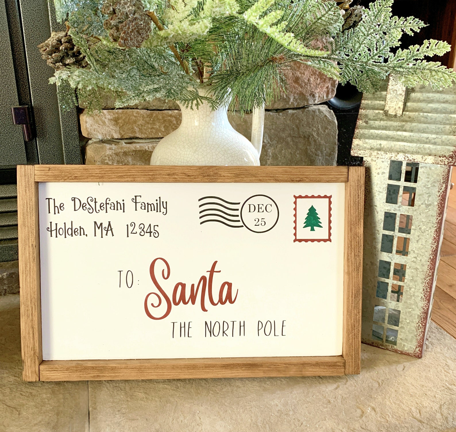Personalized Santa Letter Sign Family Name Christmas Decor, Holiday ...