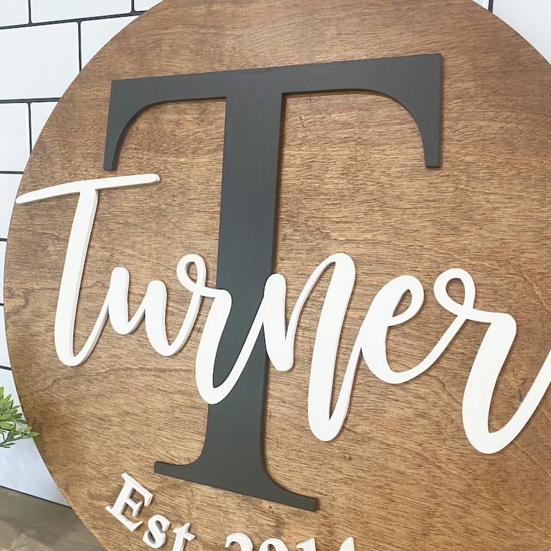 Personalized Family Name Round Wood Sign Established Year - Etsy