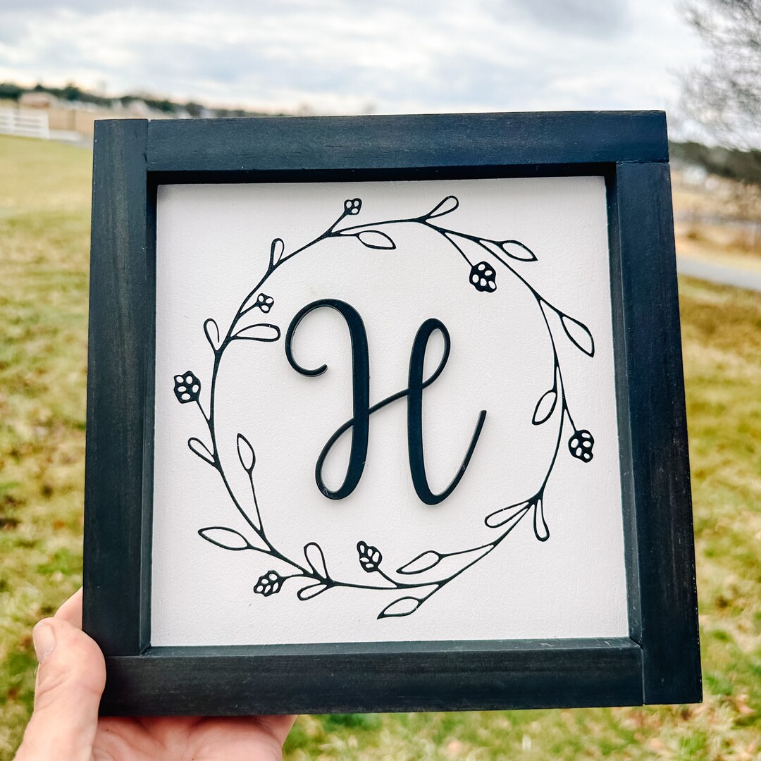 Monogram Family Sign for Gallery Wall, Framed Initial Sign, Wedding ...