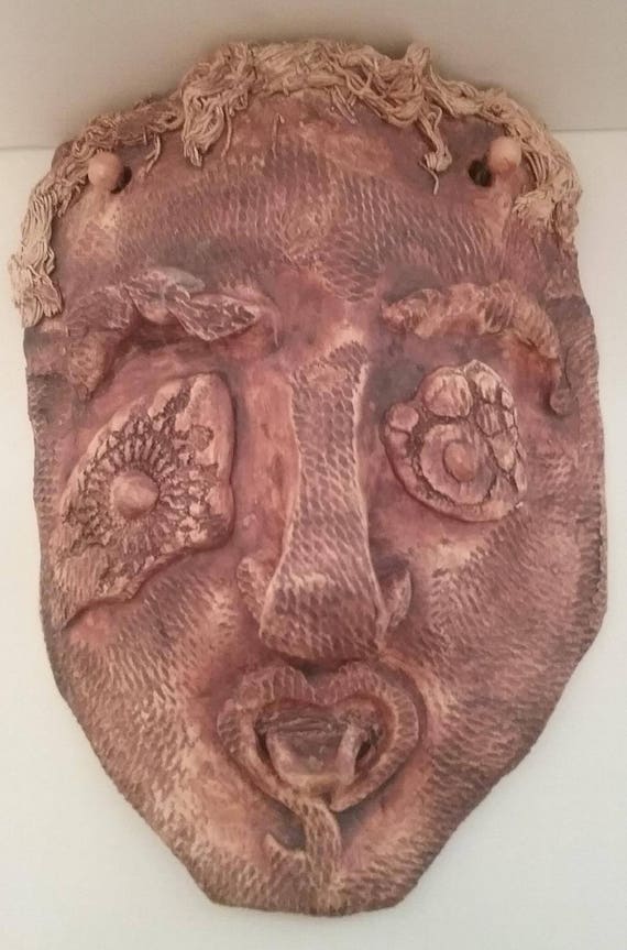 Iron Oxide Ceramic Mask Wall Decor.white Stoneware Texture | Etsy